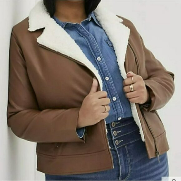 torrid | Jackets & Coats | New Torrid Moto Jacket 2x Brown Vegan ...